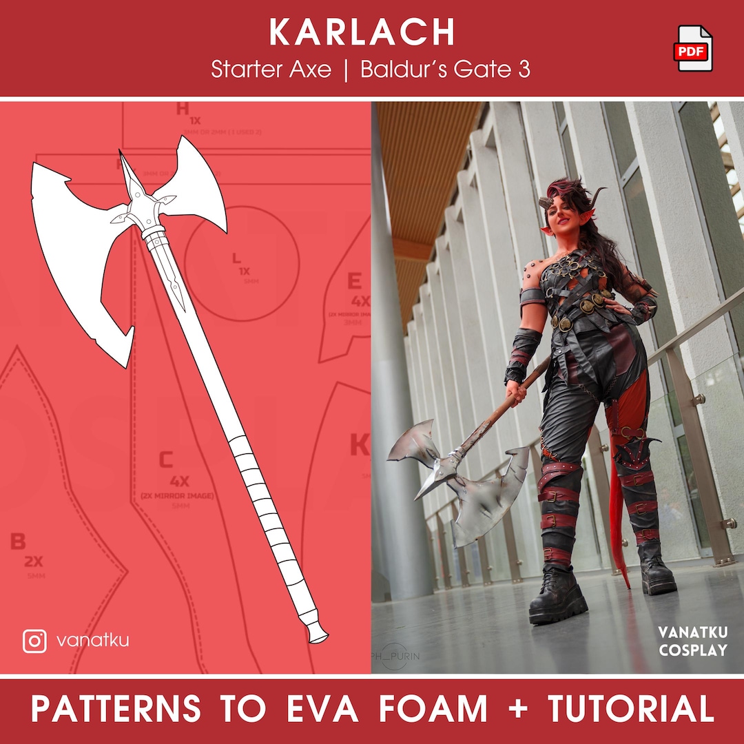 Pattern & Tutorial - Karlach Ax From Baldur's Gate 3 Inspired Tiefling ...