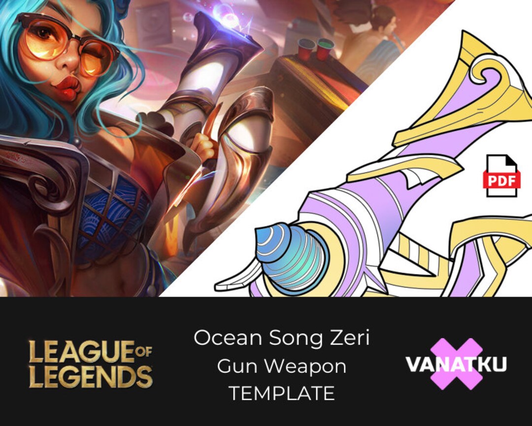 Ocean Song Zeri League of Legends Summer Cosplay Weapon Pattern Template - Etsy
