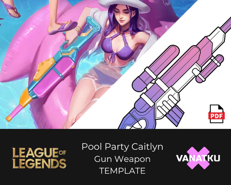 Pool Party Caitlyn Rifle Arcane League of Legends Water Cosplay Summer Guns Weapon Pattern ...