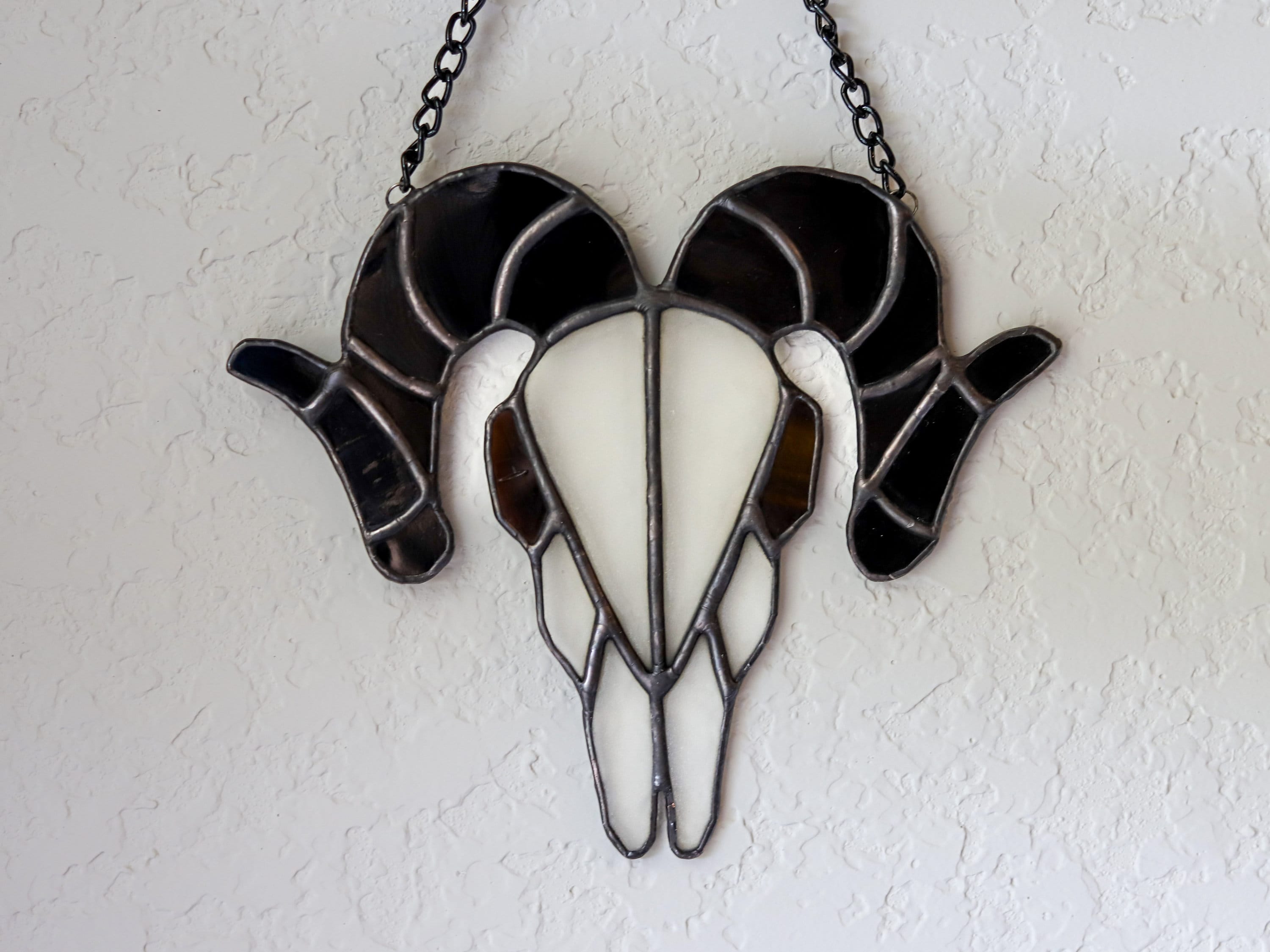 Aries Ram Skull Stained Glass Astrology Suncatcher Zodiac Celestial Art ...