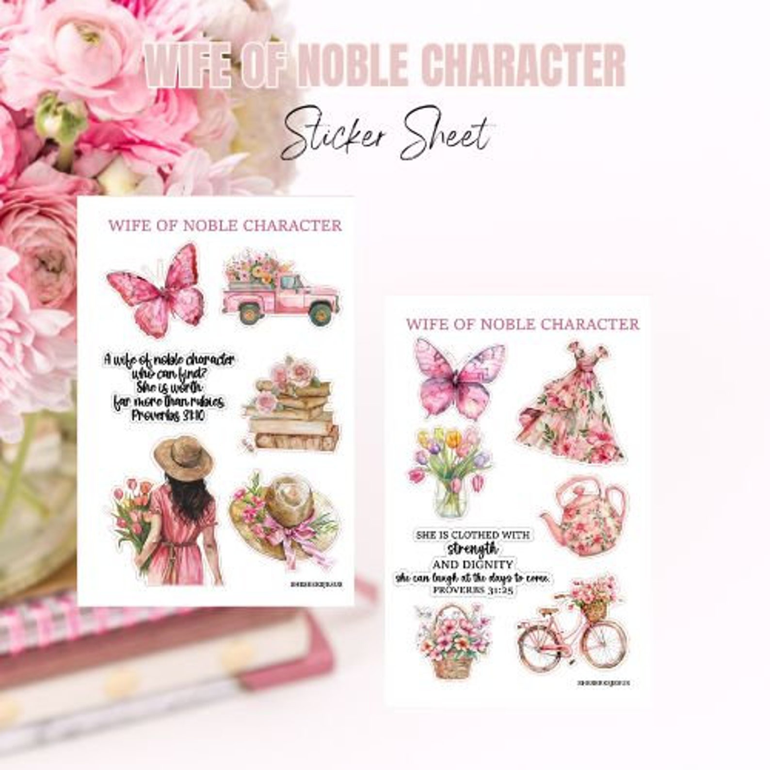 Wife of Noble Character Sticker Sheet Bible Journaling Stickers ...