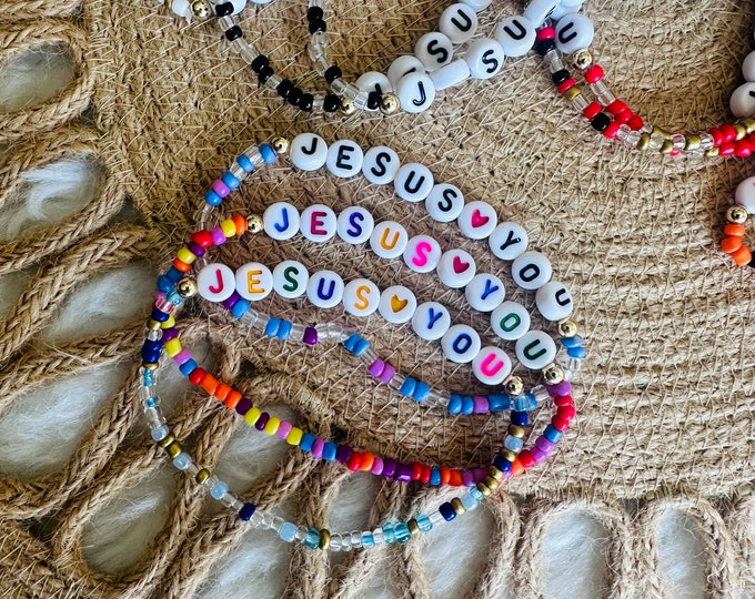 Jesus Loves Hearts You Christian Bracelet, Colorful Religious Bracelets ...