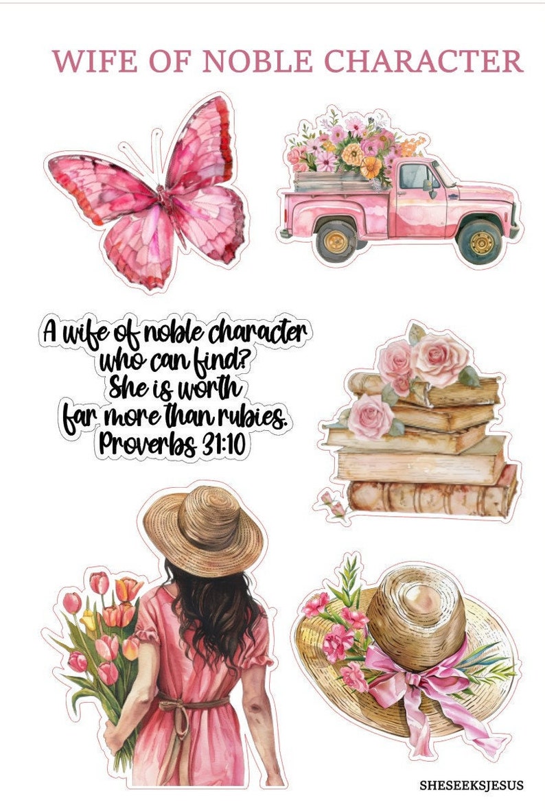 Wife of Noble Character Sticker Sheet Bible Journaling Stickers ...