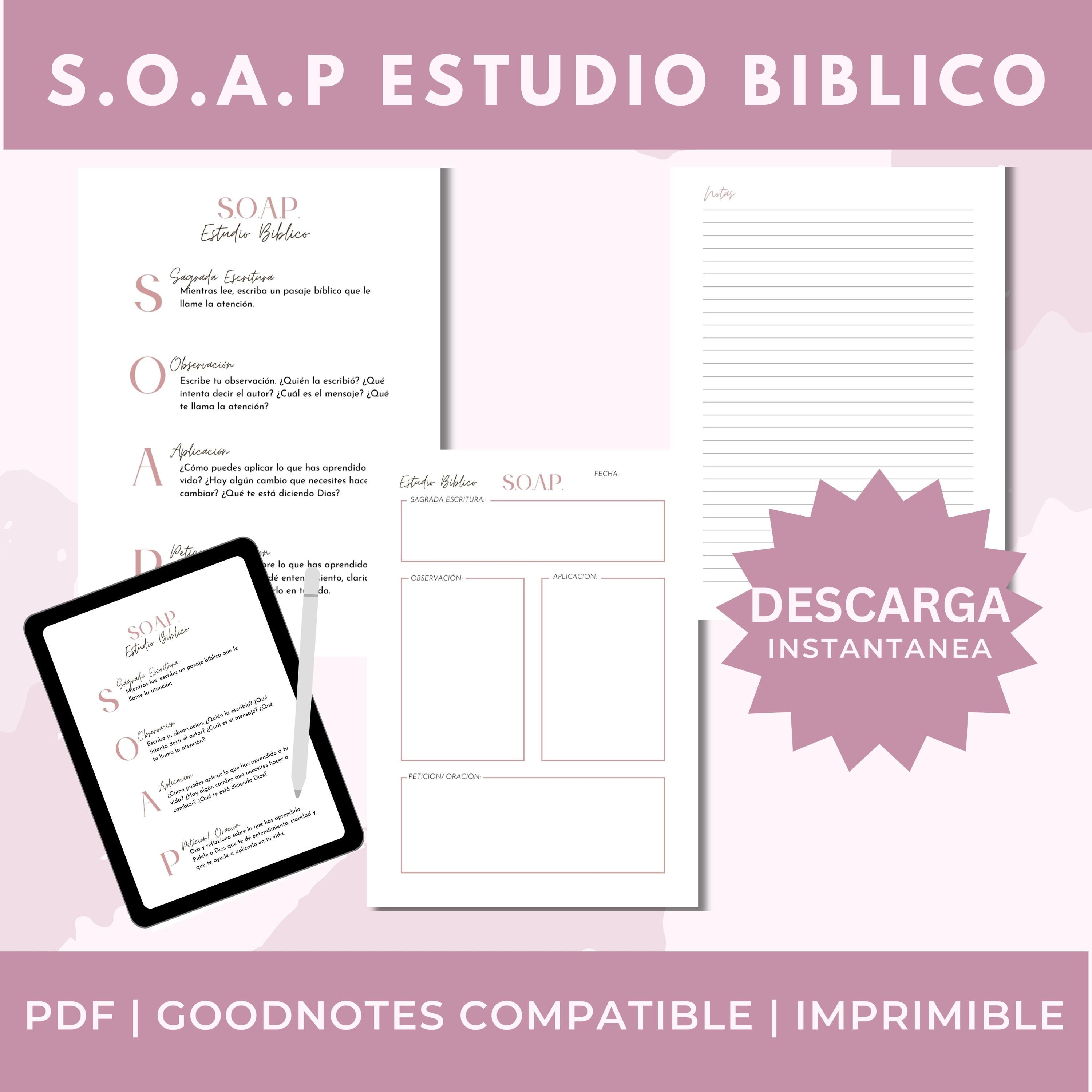 Printable Spanish SOAP Bible Study Template, Estudio Bíblico, SOAP ...