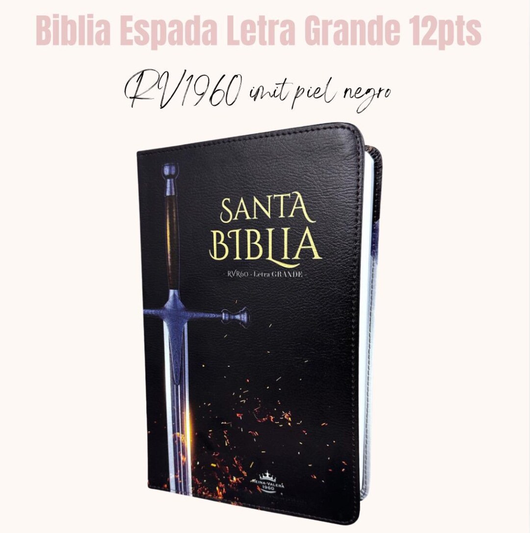 Biblia Personalizada, Biblia Espada Letra Grande 12 Puntos, RV1960 Imit ...