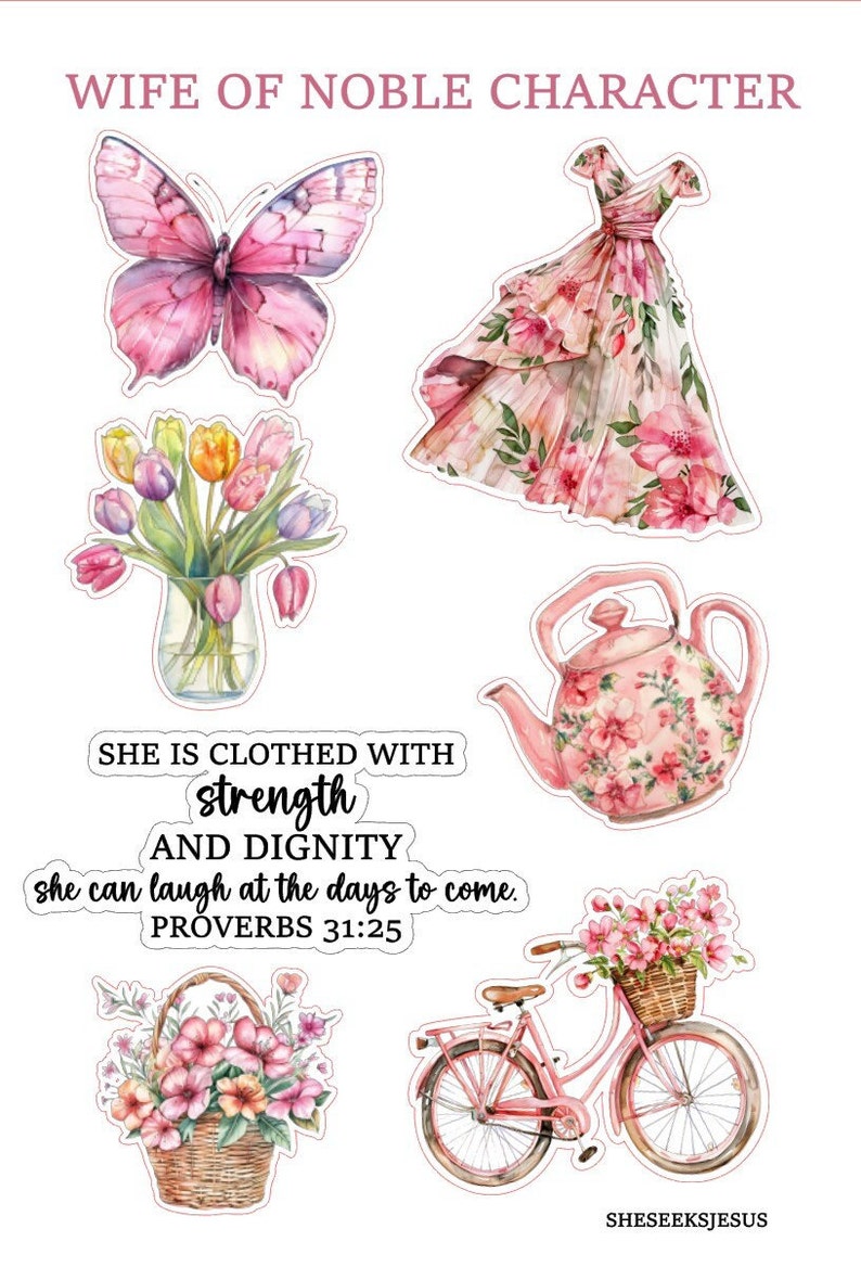 Wife of Noble Character Sticker Sheet Bible Journaling Stickers ...