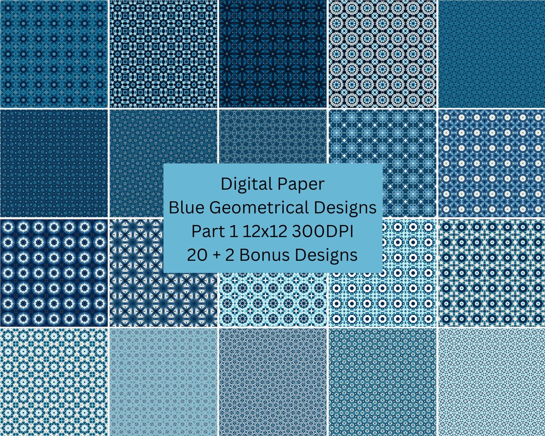 Blue Geometrical Digital Paper Design Pack 1 - Etsy