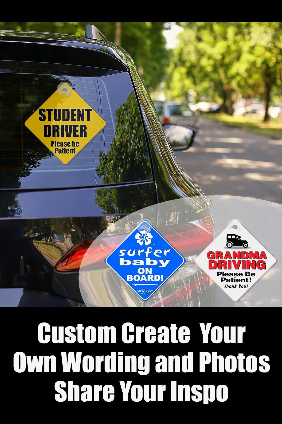 Custom Car Window Decal: Personalized Auto Decor With Suction Cups - Etsy