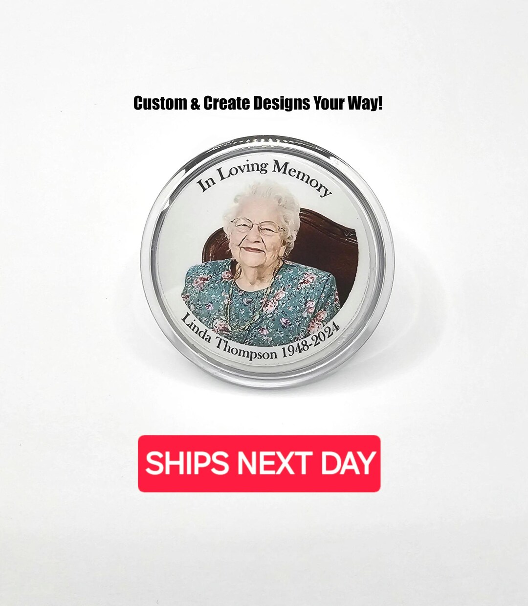 Custom Photo Button | Acrylic Memorial Button for Remembrance ...