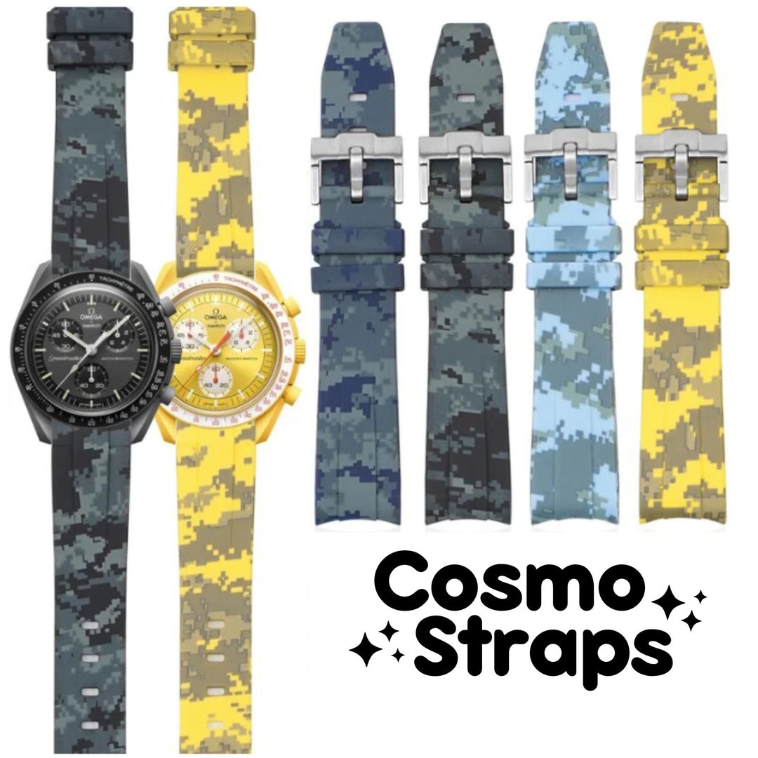 Moonswatch Digital Camo Rubber Strap | Seamless Waterproof Rubber Strap ...