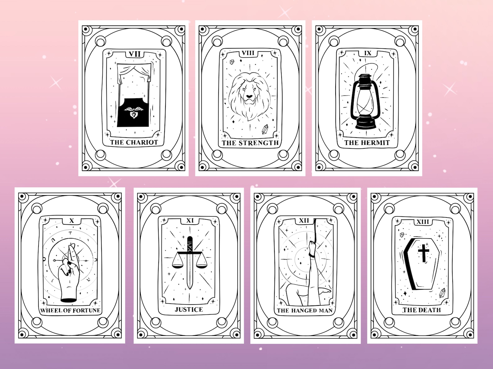 22 Tarot Card Colouring Pages for Adults, Boho Spiritual Witch Occult ...