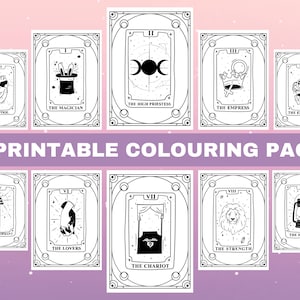 22 Tarot Card Colouring Pages for Adults, Boho Spiritual Witch Occult ...