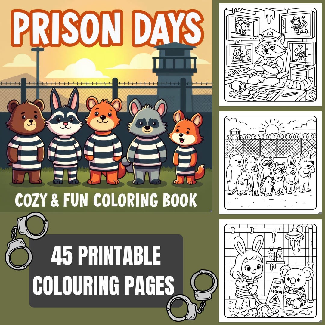 45 Animal Prison Colouring Pages | Funny Jail Printable PDF | Cute ...