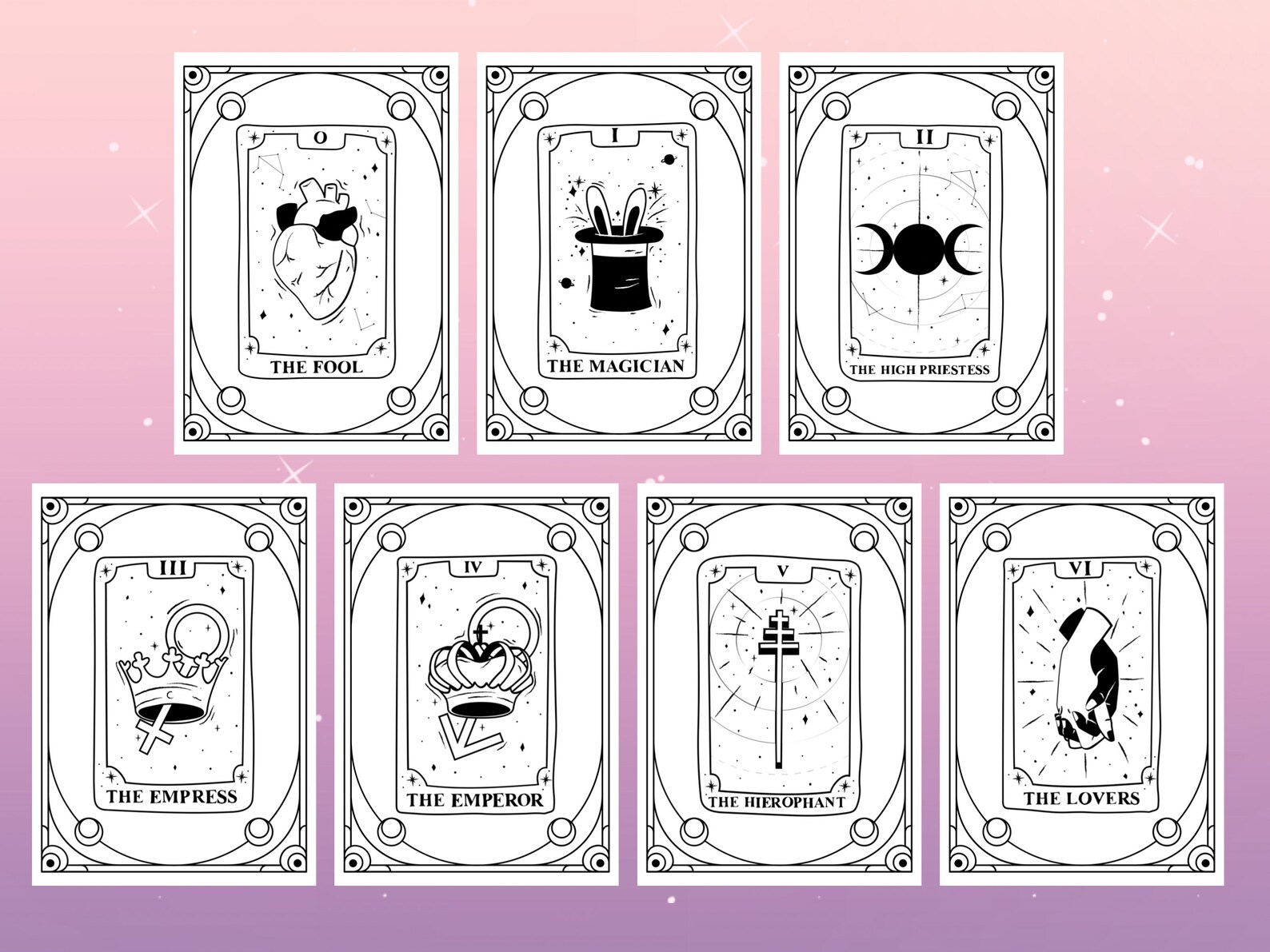 22 Tarot Card Colouring Pages for Adults, Boho Spiritual Witch Occult ...