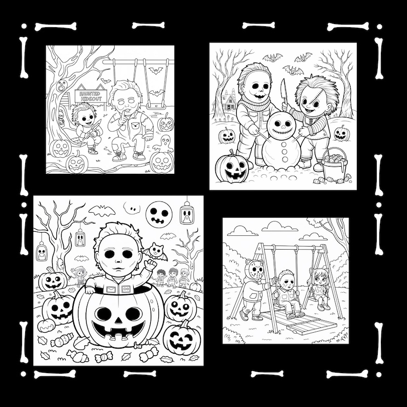 50 Halloween Cute Serial Killer Colouring Pages Spooky Horror Printable ...