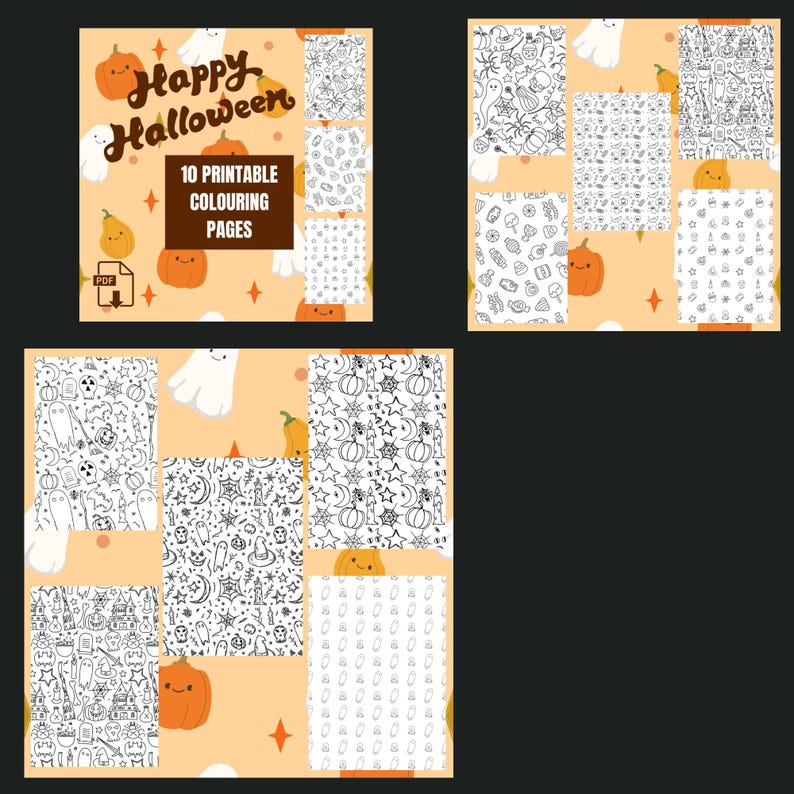 Printable Halloween Colouring Pages Bundle Cute Spooky Kids Activity ...