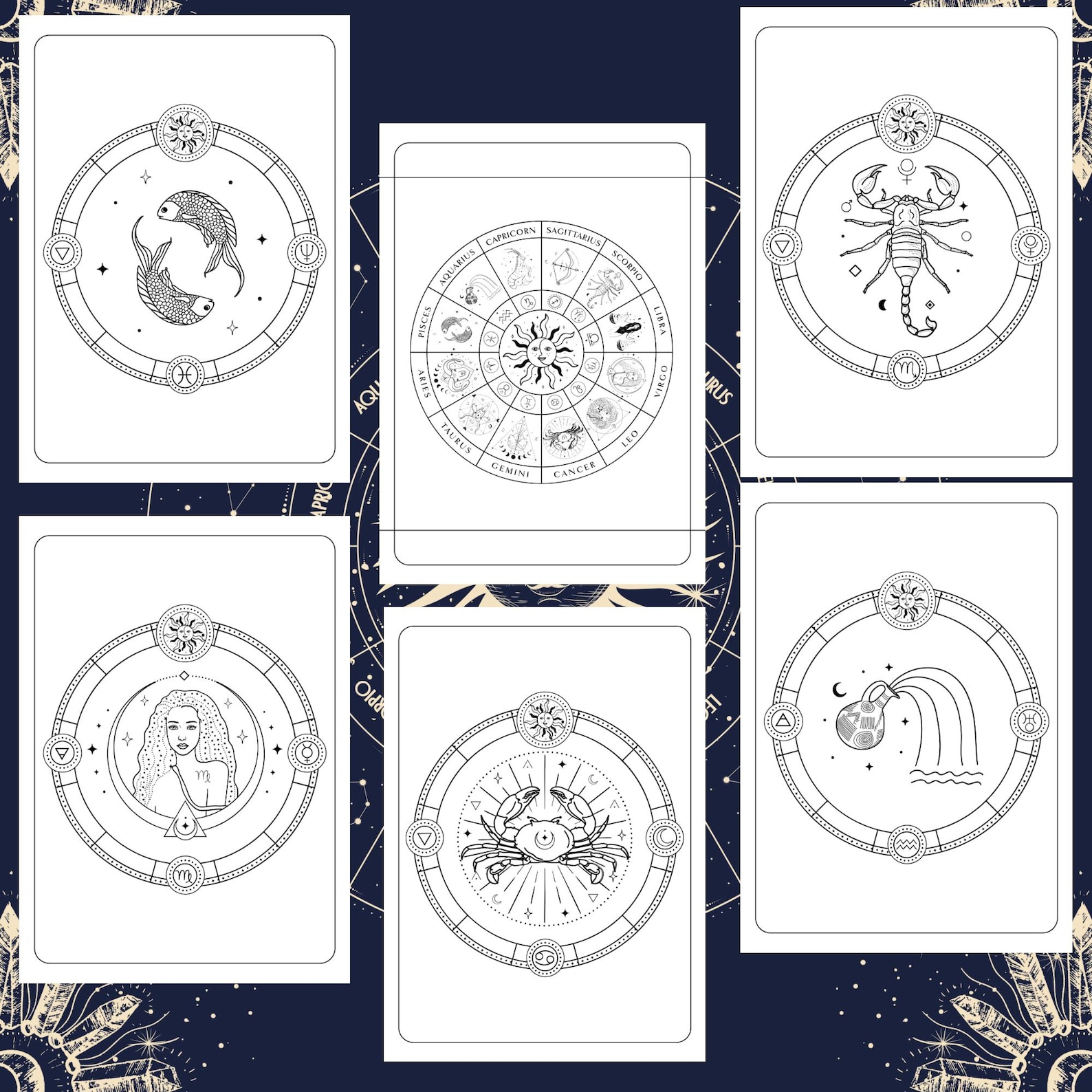 16 Zodiac Colouring Pages Printable, Astrology Colouring Sheets for ...