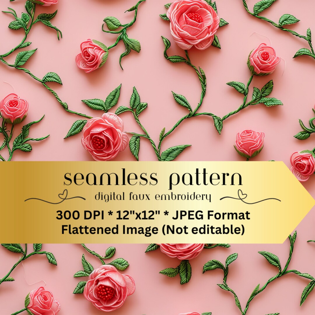 Roses Seamless Pattern, 3D Roses Seamless Pattern, Pink Roses Seamless ...