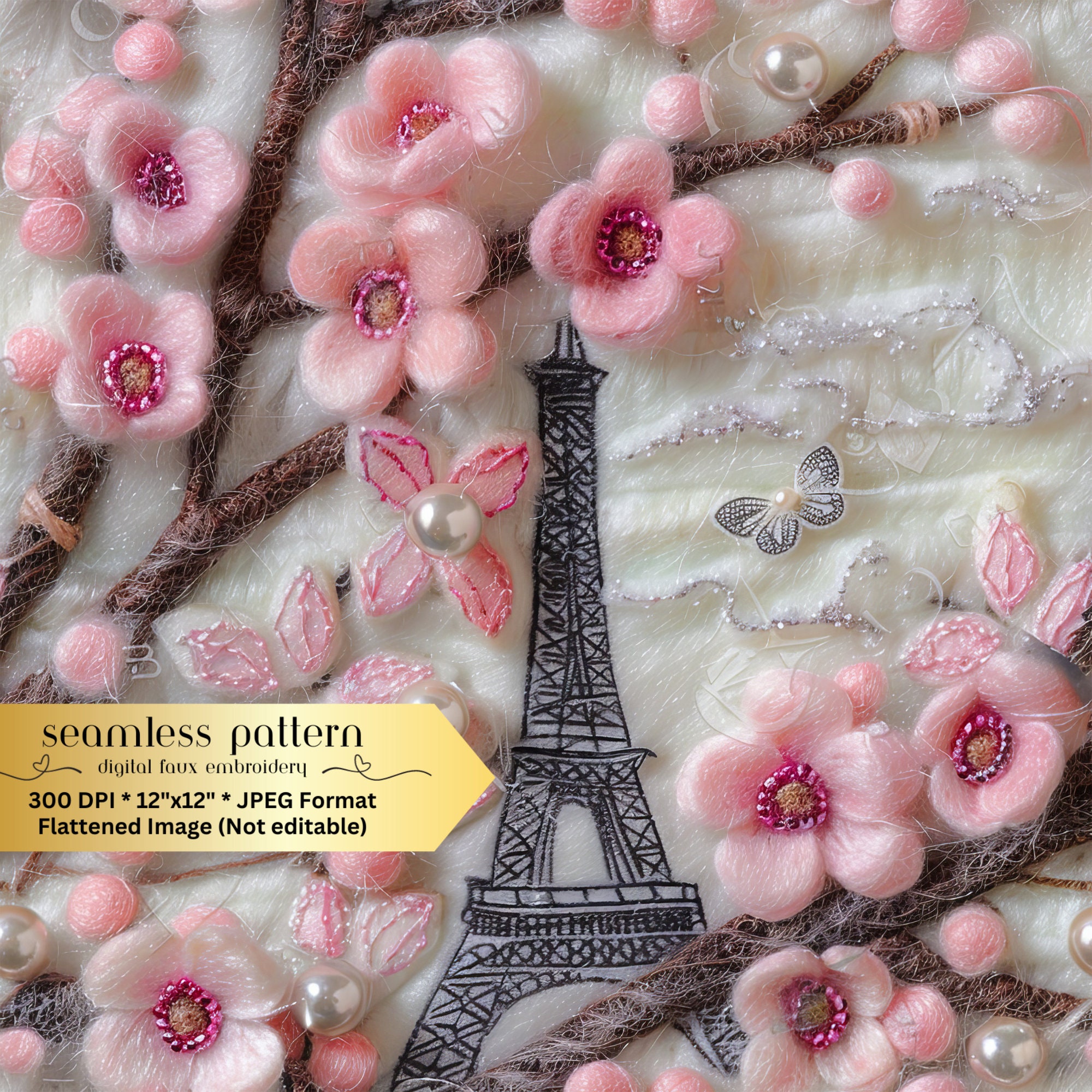 Eiffel Tower Seamless Pattern, Eiffel Tower Repeating Pattern, Paris ...