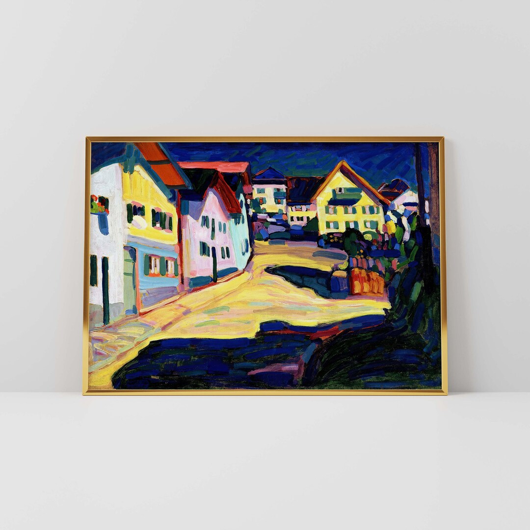 Colorful Cityscape Neighborhood Art Print Street German Town Village ...
