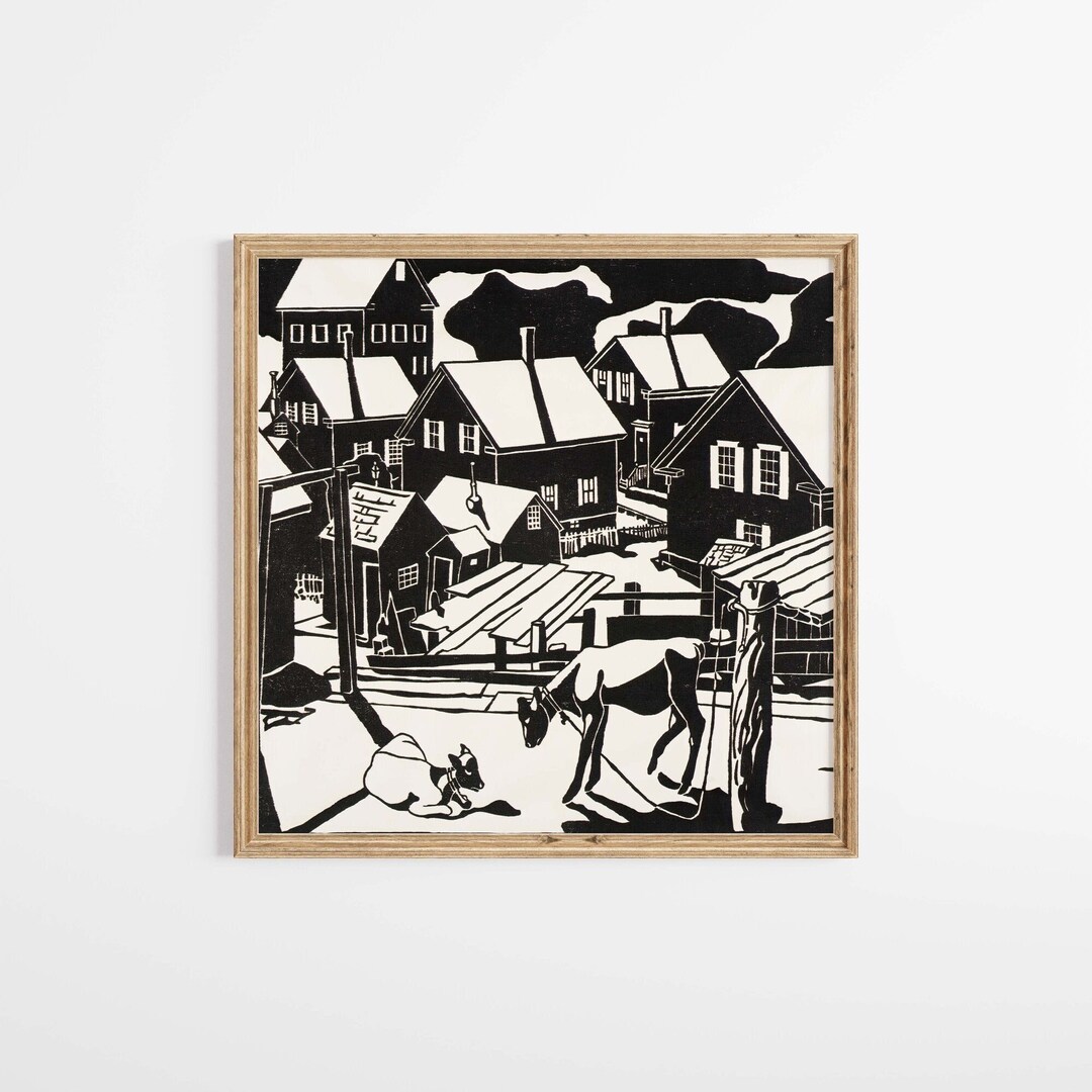 Two-tone Art Cityscape Town Artwork Black White Two Tone Negative Space ...