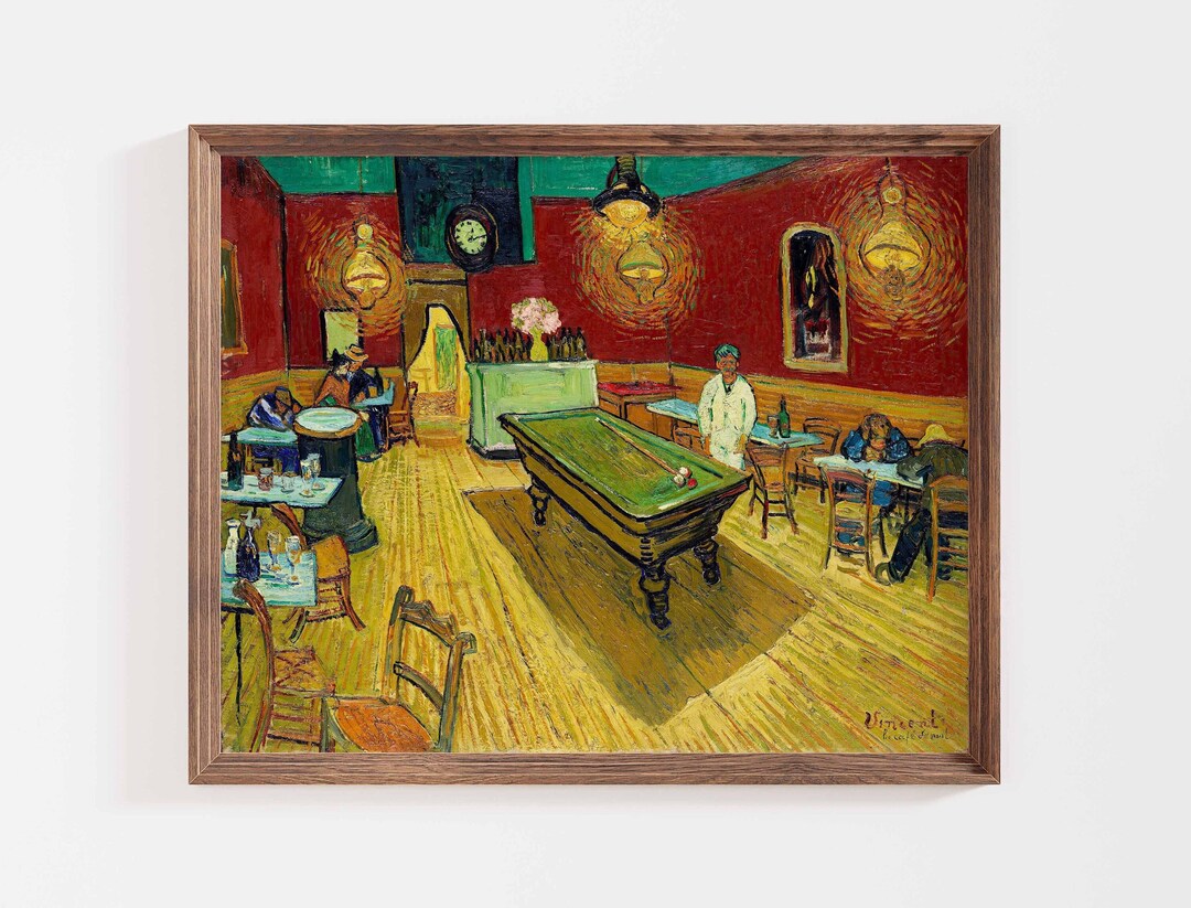Printable Art Pool Table Billiards at Night Café Van Gogh Download ...