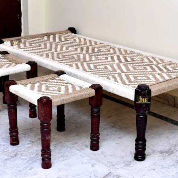 Wooden Indian Charpai Stool - Etsy Canada