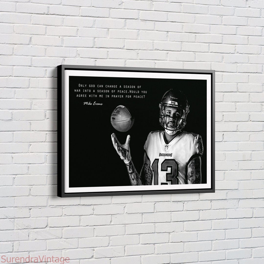 Mike Evans Quote Poster Black and White Tampa Bay Buccaneers Canvas ...