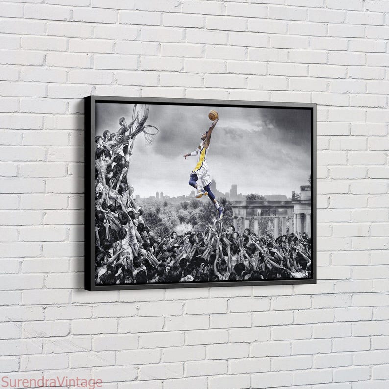 Lebron James Dunk Painting Poster Los Angeles Lakers Canvas Poster Wall ...