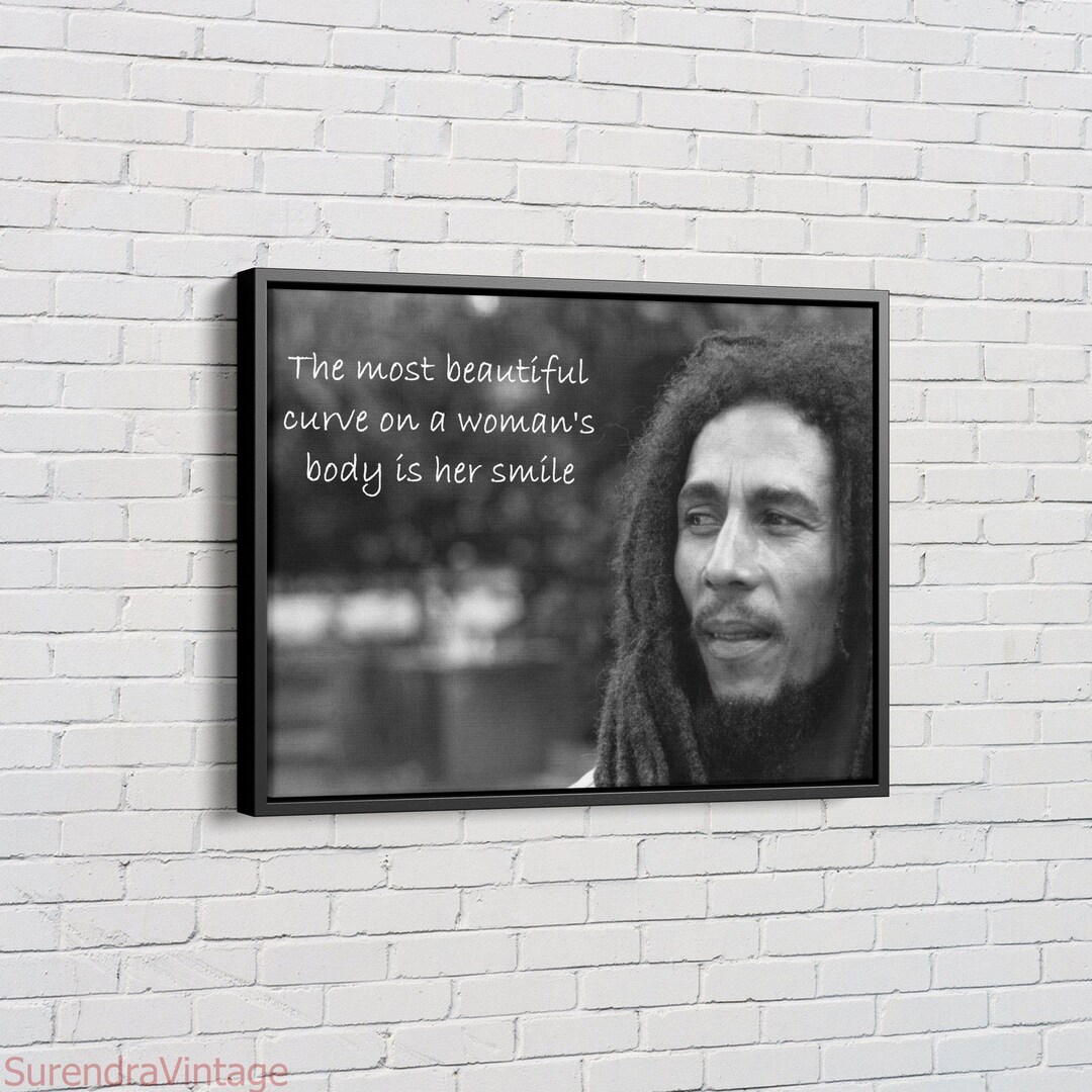 Bob Marley With Text Overlay Quotes Inspirational Canvas Poster Wall ...