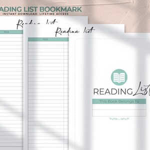 Printable Bookmark, Reading Log Tracker, Reading Journal, Reading ...