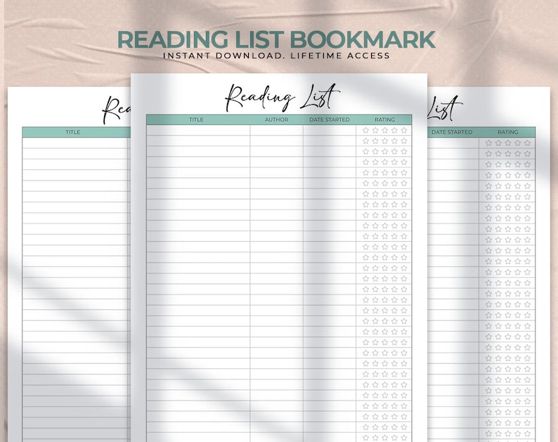 Printable Bookmark, Reading Log Tracker, Reading Journal, Reading ...