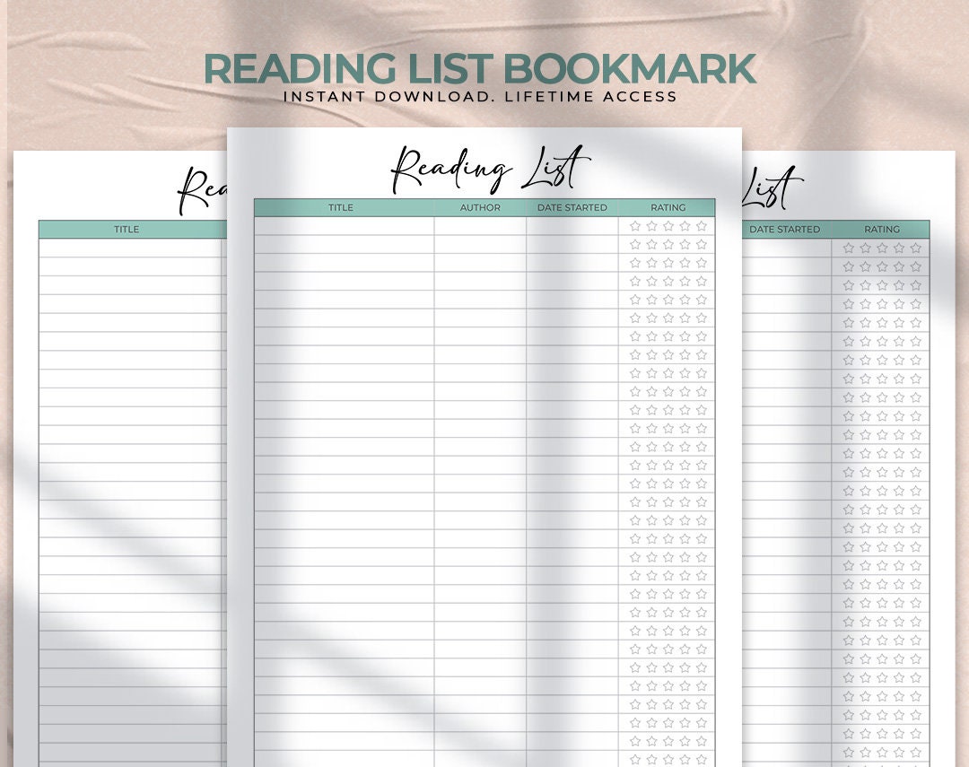 Printable Bookmark, Reading Log Tracker, Reading Journal, Reading ...