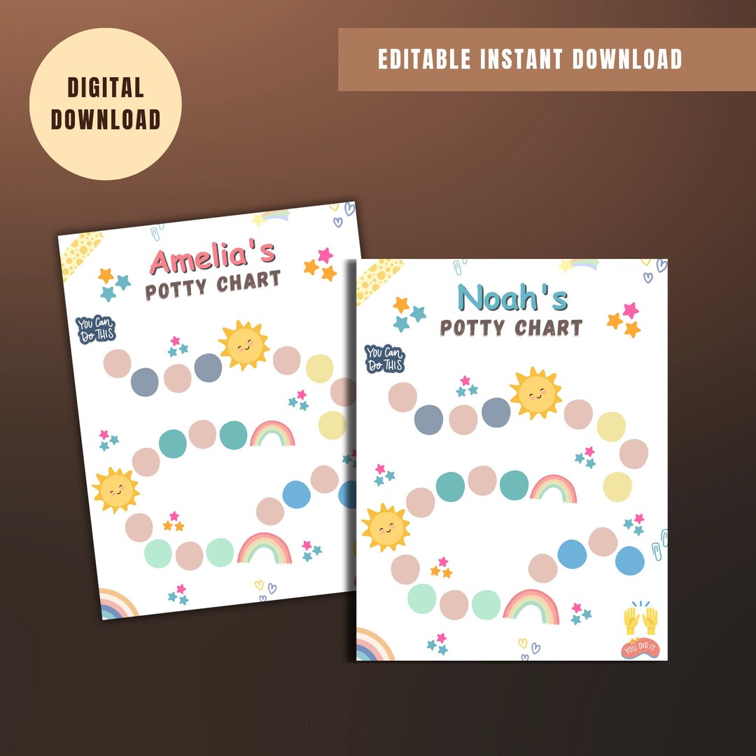 Editable Potty Chart Potty Training Chart Custom Sticker Chart Potty ...