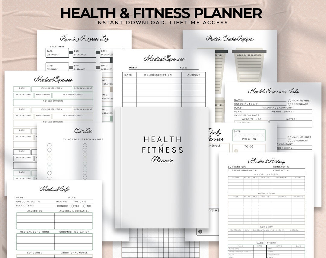 Ultimate Fitness Planner 2024 Printable Digital,fitness Planner Bundle ...