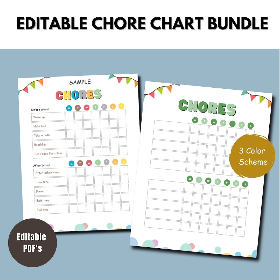 Editable Chores Chart for Kids Printable Make Chores Fun - Etsy Canada
