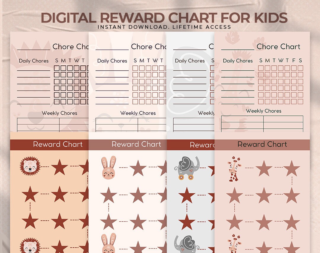 Reward Chore Chart for Kids, Kids Daily Responsibilities Chart, Chore ...