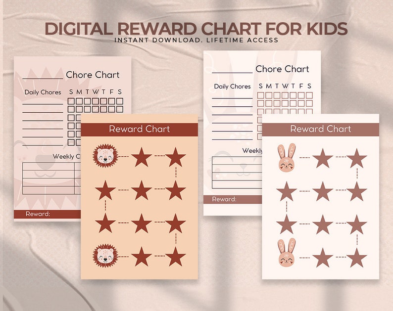 Reward Chore Chart for Kids, Kids Daily Responsibilities Chart, Chore ...