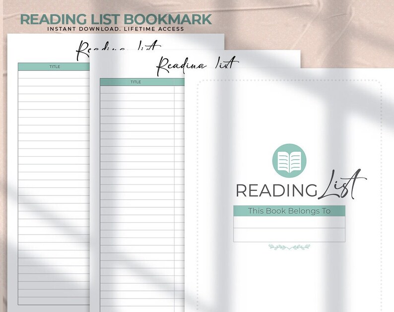 Printable Bookmark, Reading Log Tracker, Reading Journal, Reading ...
