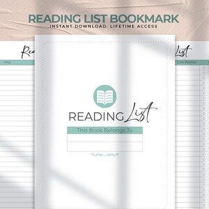 Printable Bookmark, Reading Log Tracker, Reading Journal, Reading ...
