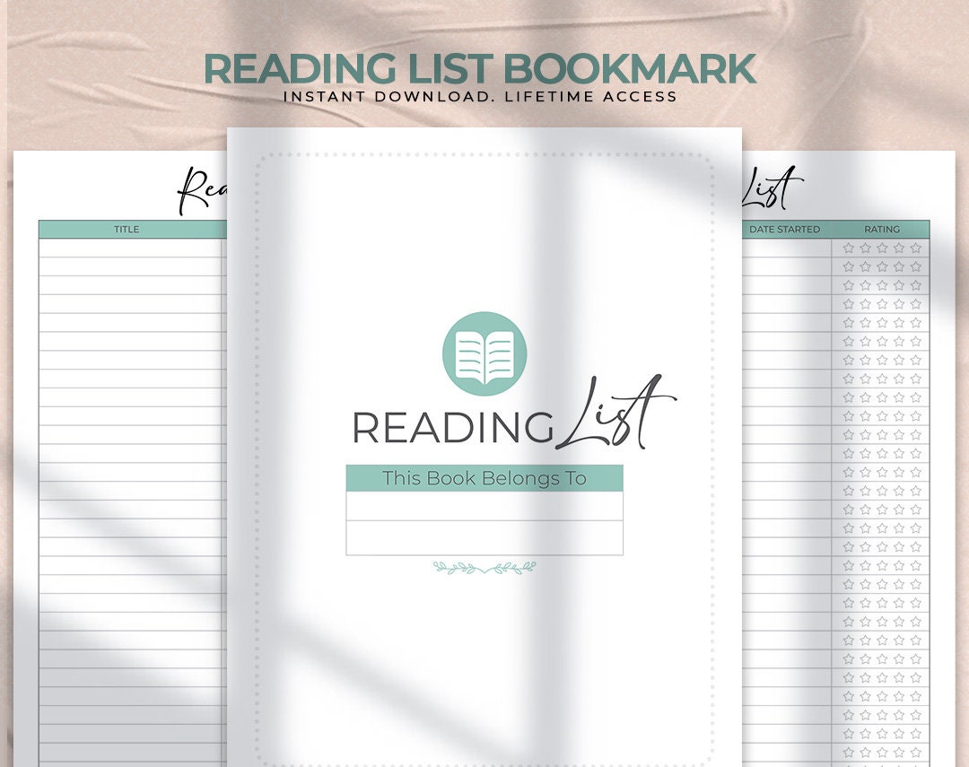 Printable Bookmark, Reading Log Tracker, Reading Journal, Reading ...