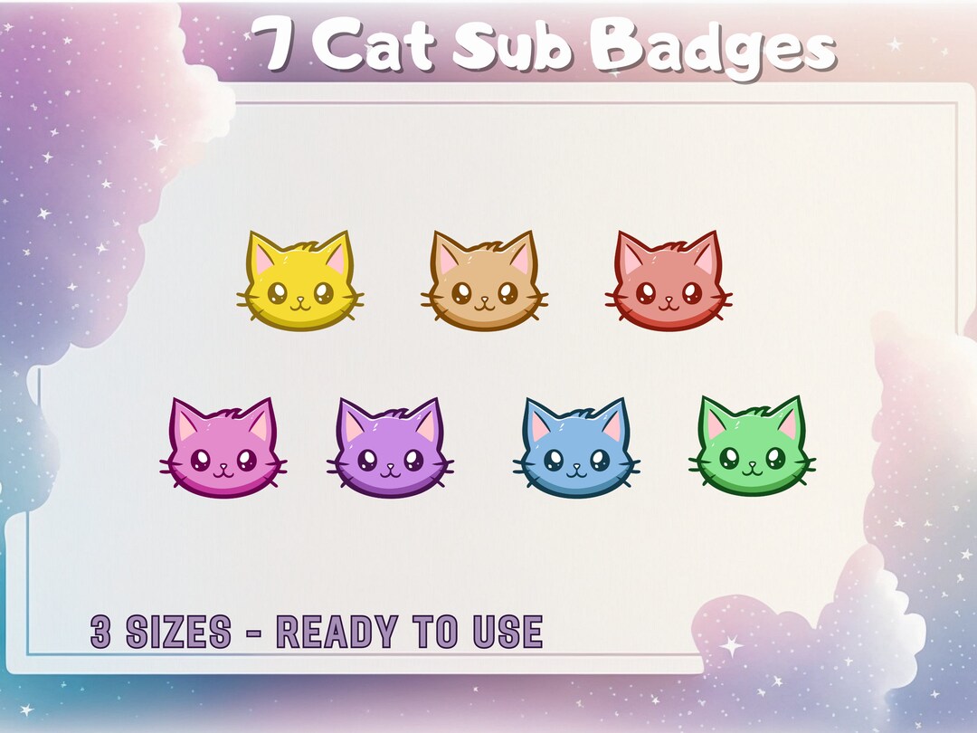 7 Cute Cat Badges, Twitch Subscriber Badges, Sub Badges, Twitch ...