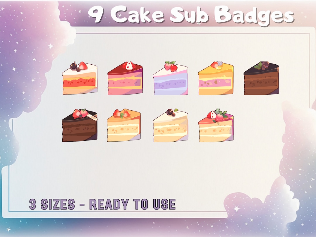 9 Cute Cake Badges, Twitch Subscriber Badges, Sub Badges, Twitch ...
