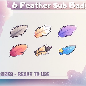 6 Cute Feather Badges, Twitch Subscriber Badges, Sub Badges, Twitch ...