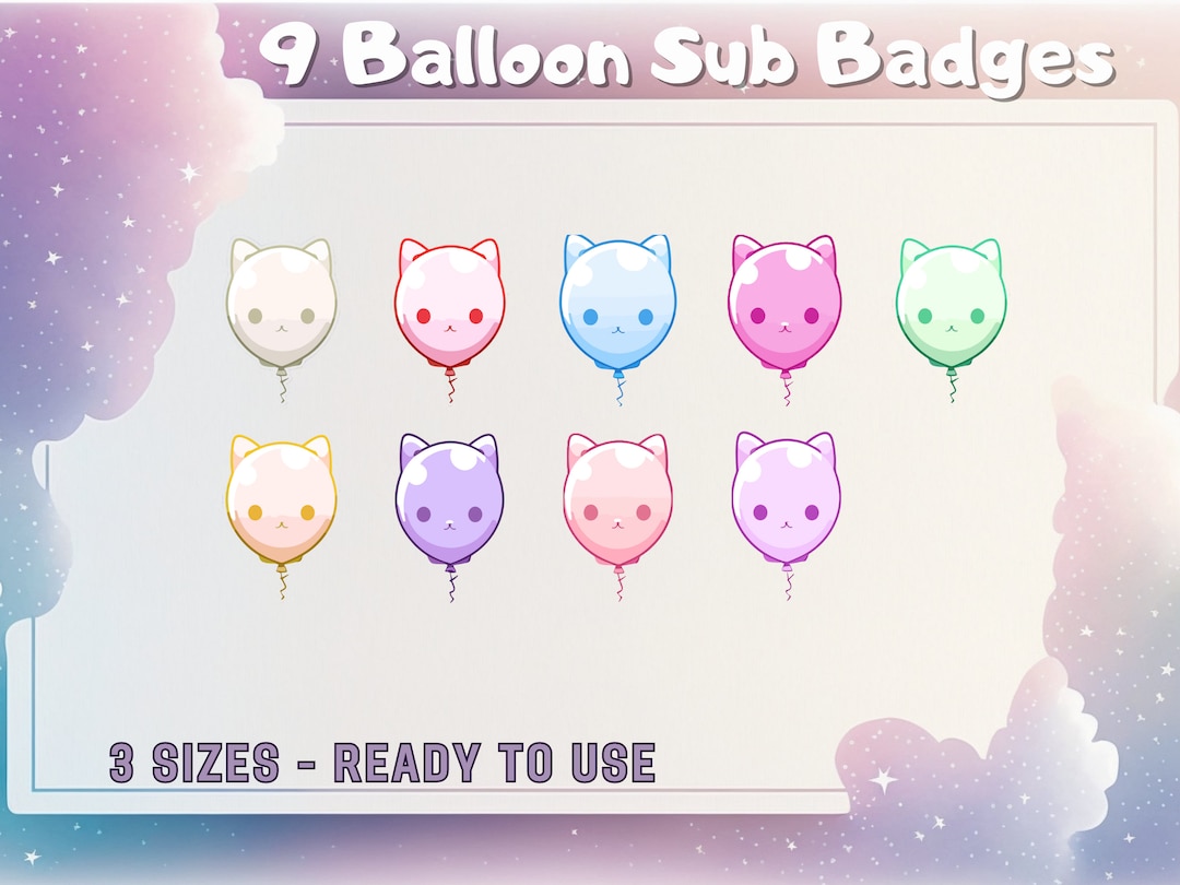 9 Cute Balloon Badges, Twitch Subscriber Badges, Sub Badges, Twitch ...