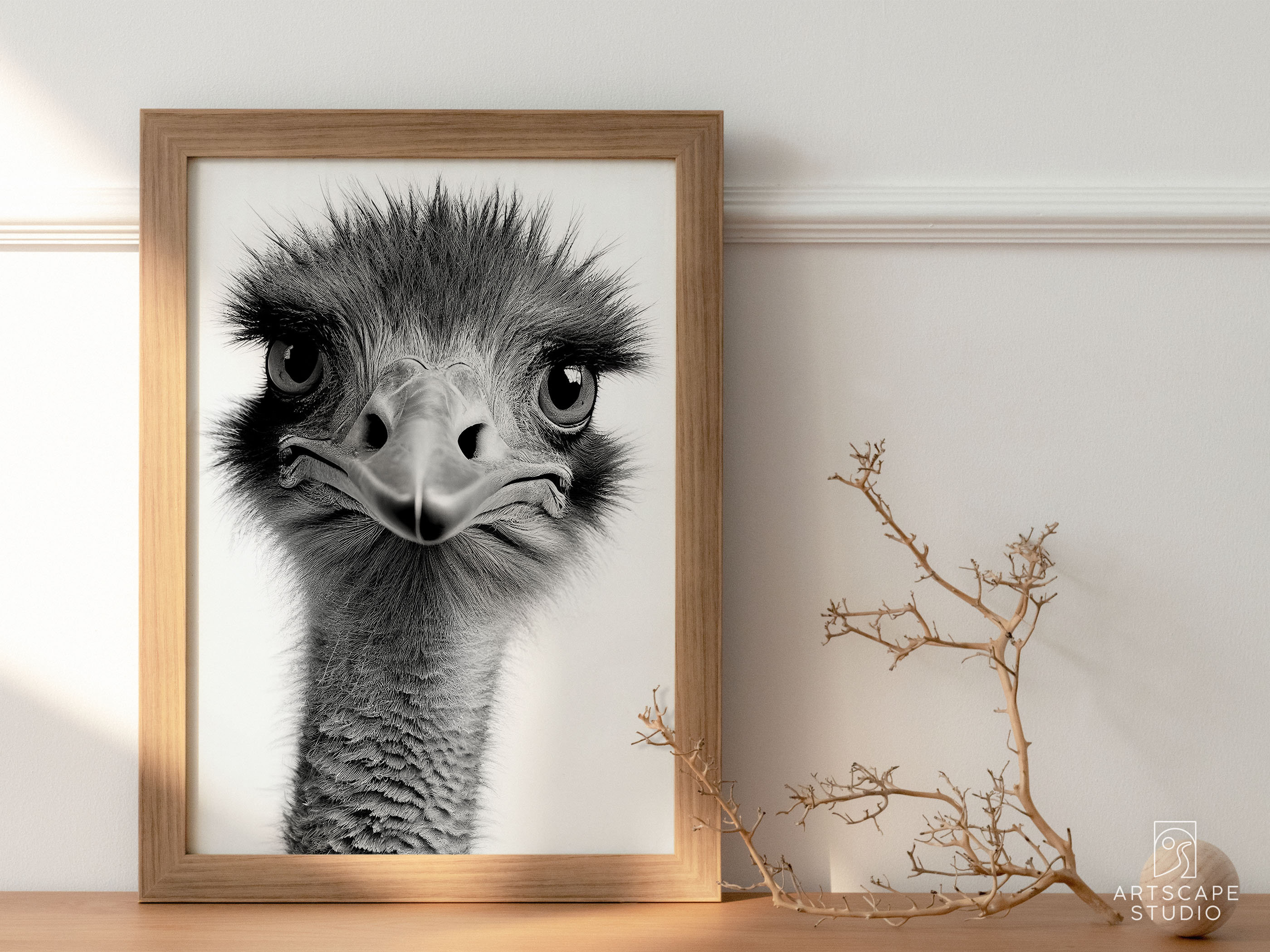 Ostrich Portrait | Printable Wall Art | Digital Download | Wall Poster ...