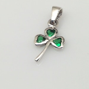 0.47in Emerald Shamrock Pendant 925 Sterling Silver, Tiny Shamrock ...