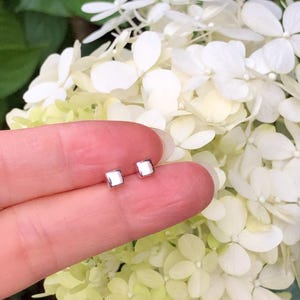 3.5mm Silver Cube Stud Earrings 925 Sterling Silver, Tiny Plain Cube Studs for Men Women Him Her ...