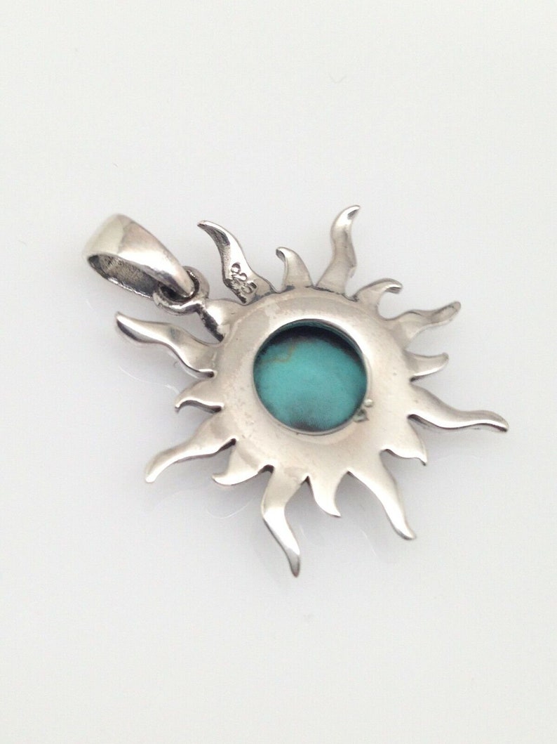 24mm/0.94in Silver Turquoise Pendant Sterling Silver 925, Sunburst Sun ...
