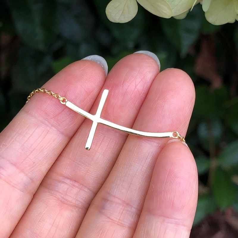 Sideways Cross Necklace - Etsy